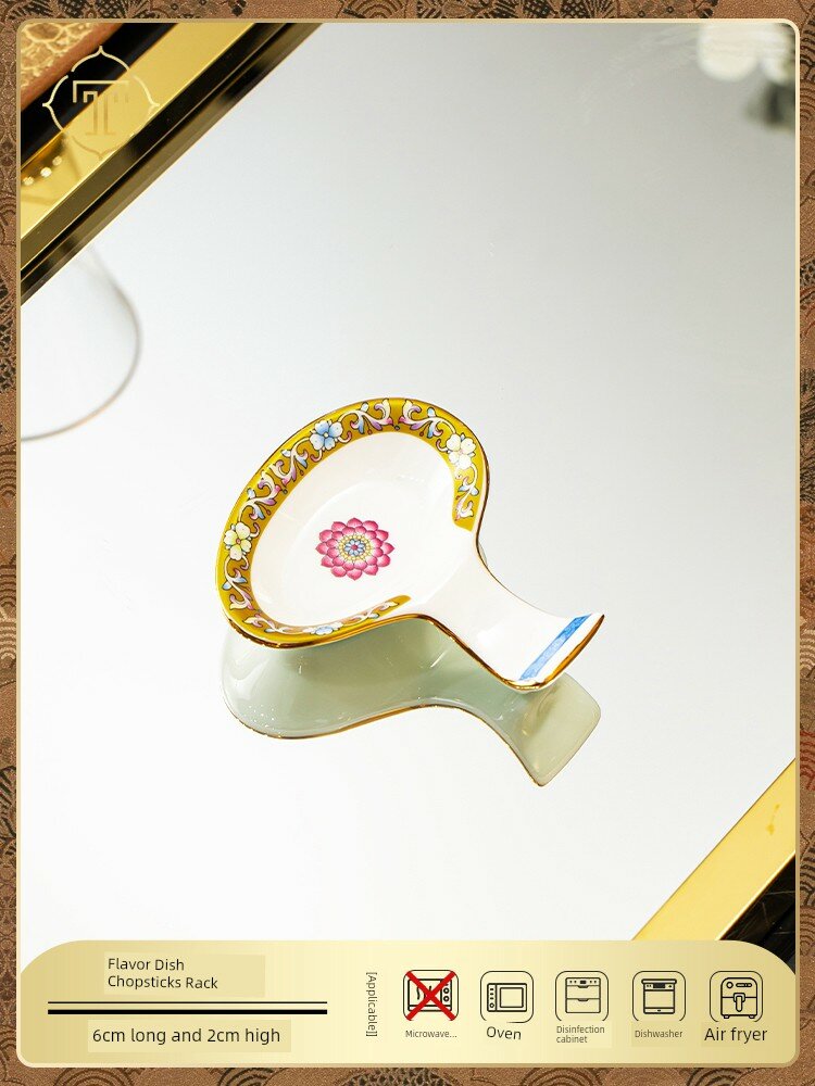 Сервировочная тарелка с рисунком Enamel Cai Xia - Jin Cheng Gong Yi и подставкой для палочек, керамическая посуда