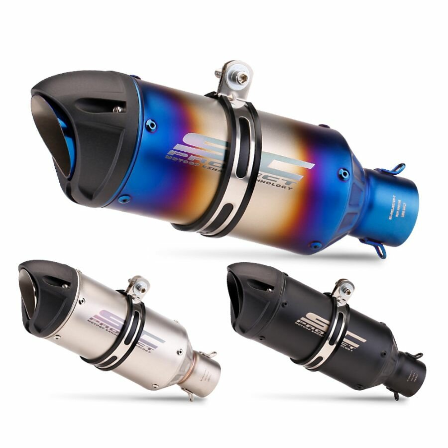 Глушитель прямоток универсальный SC Project для мотоцикла, на питбайк и квадроцикл 125 - 600 кубов 38-51 мм, мопед