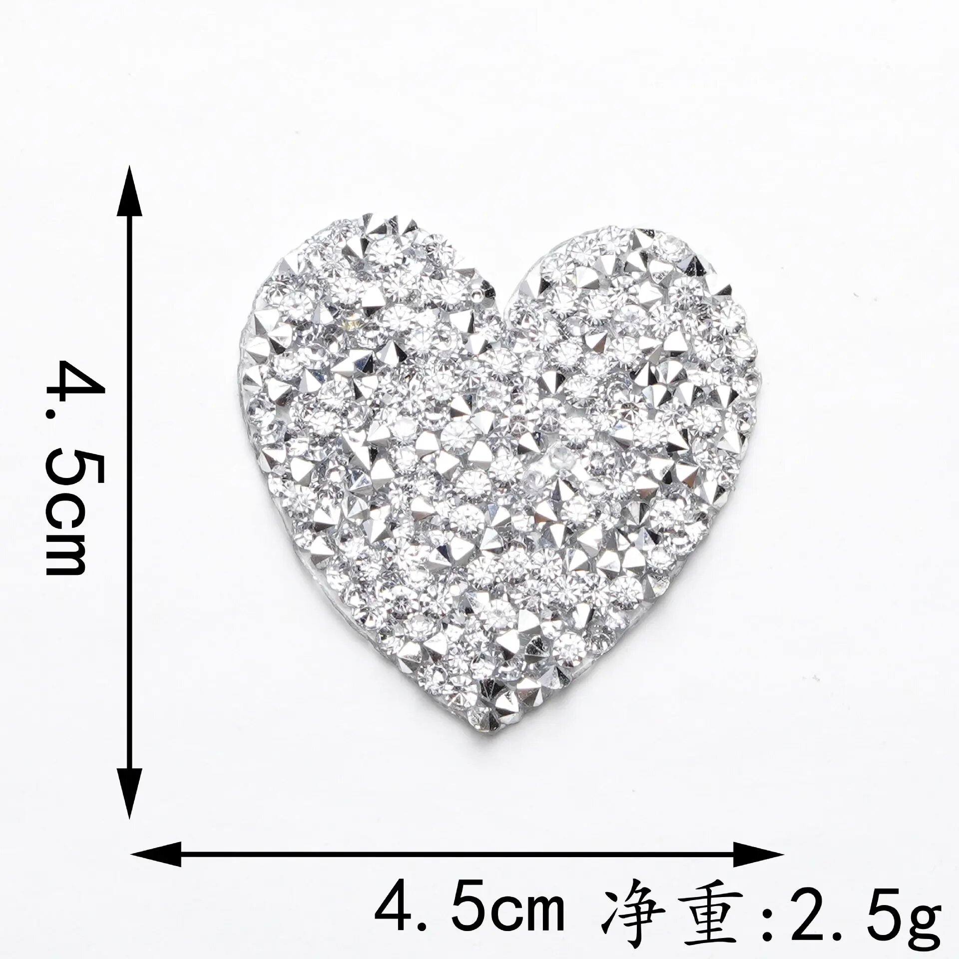 Патчи сердечки с кристаллами, Серебряный, Silver L