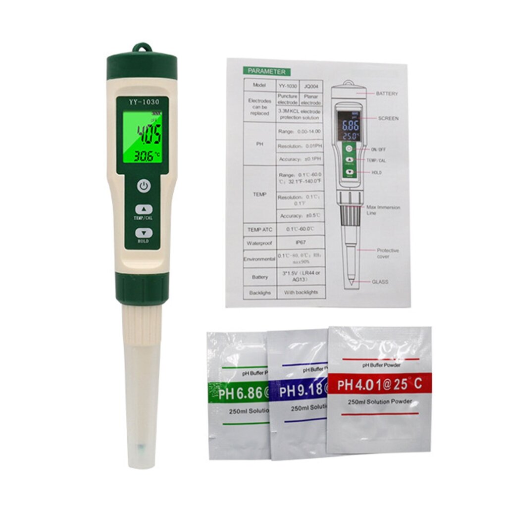 Цифровой рН-метр с Дисплеем Температуры для Почвы и Мяса Точный Кислотно-Щелочной Тестирующий Инструмент для домашнего использования Прочный