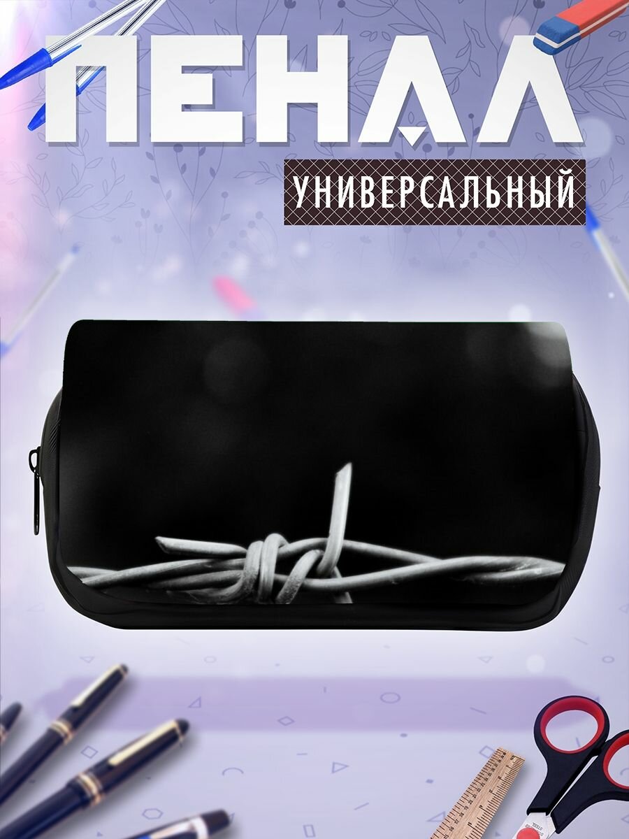 Школьный пенал черный и белый колючая проволока