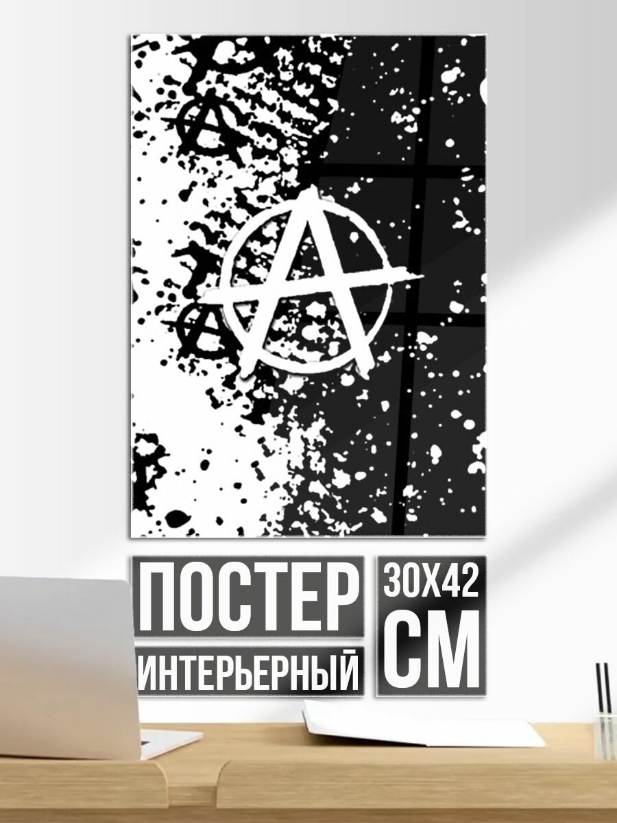 Постер на стену Анархия краски черно-белые