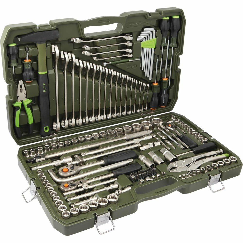 Набор головок 1/4, 3/8, 1/2 дюйма с инструментом 147 предметов Дело Техники 620847