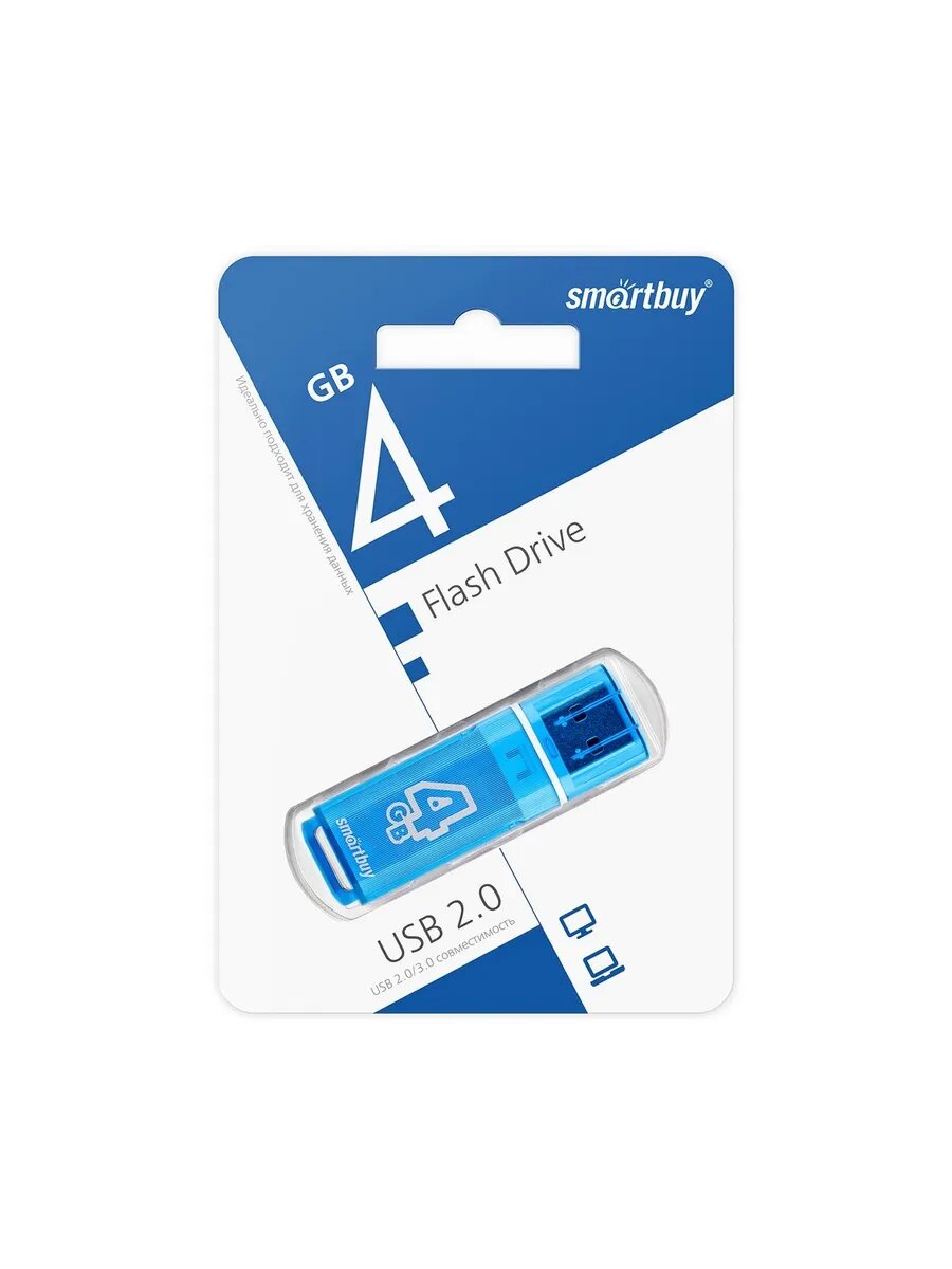 Флэш накопитель 4GB Glossy series Blue (SB4GBGS-B)