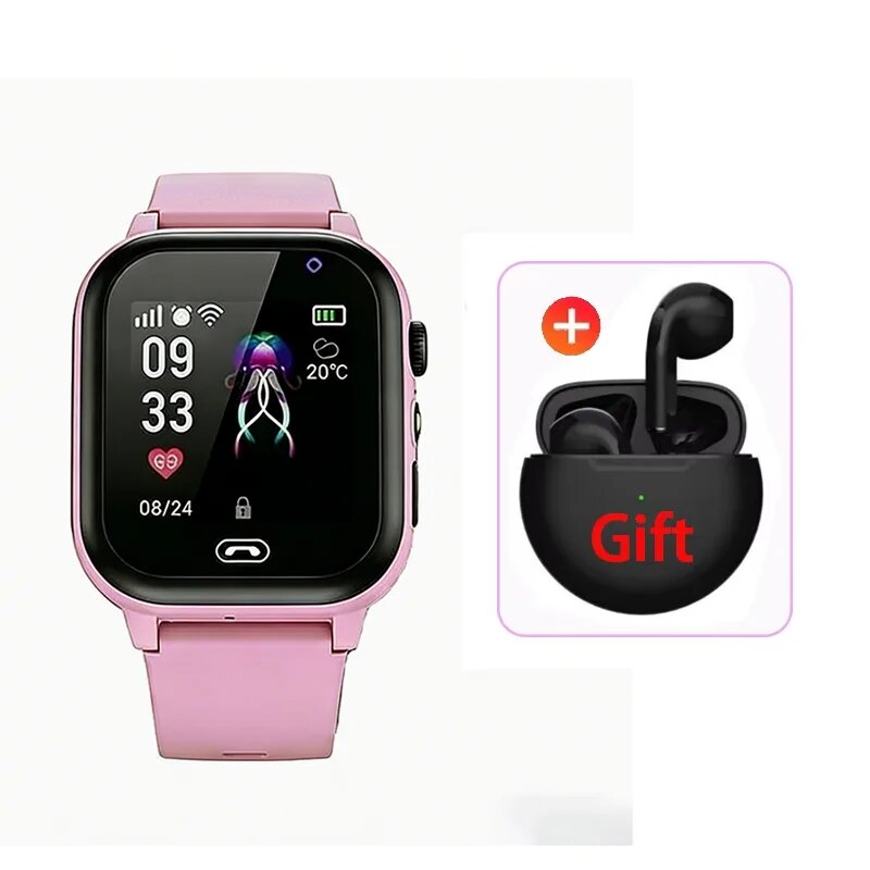 Lenovo 2026 Детские умные часы с GPS Розовый, Pink add Black