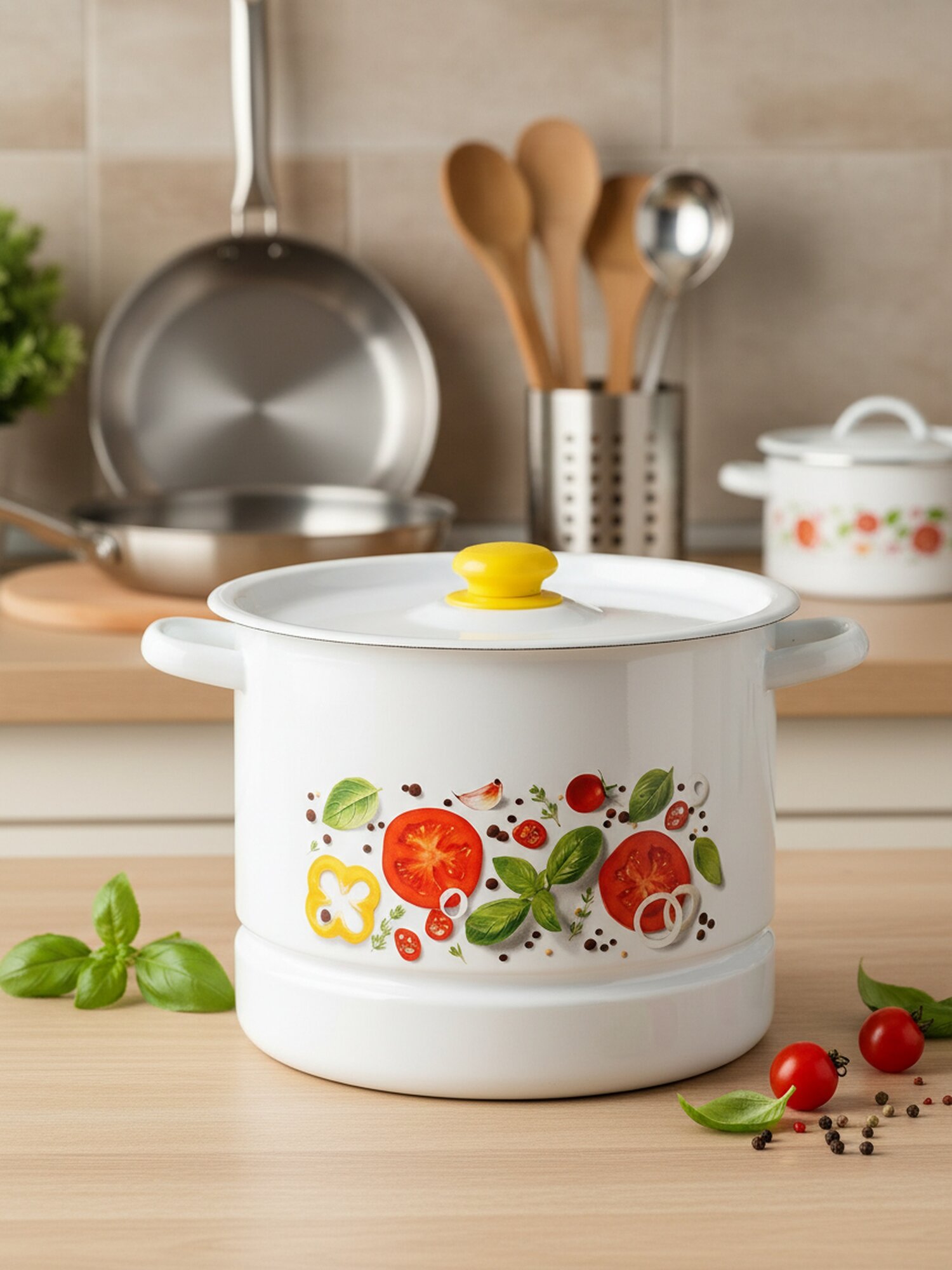 Мантоварка сталь, эмалированное покрытие, 9 л, 3 секции, Сибирские товары, Каприче, крышка сталь