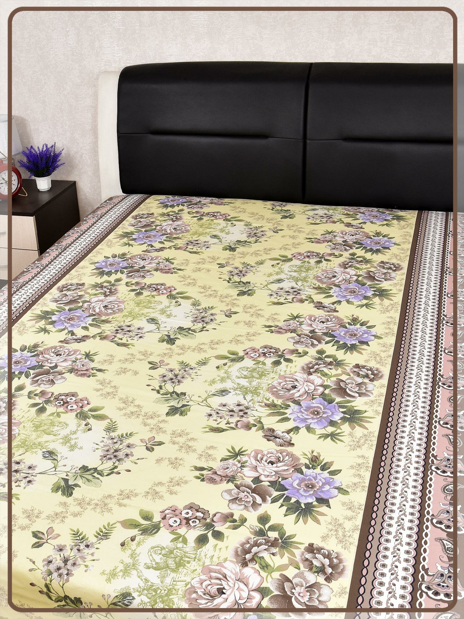 Простыня Шуйская бязь Цветы бежевые 9473-2 150х210