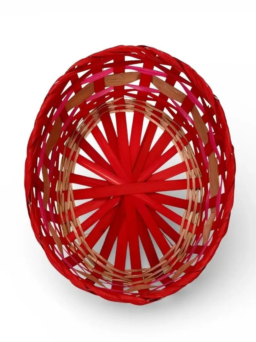 Плетеная корзина с сердечками, розовая, 25х20х10 см