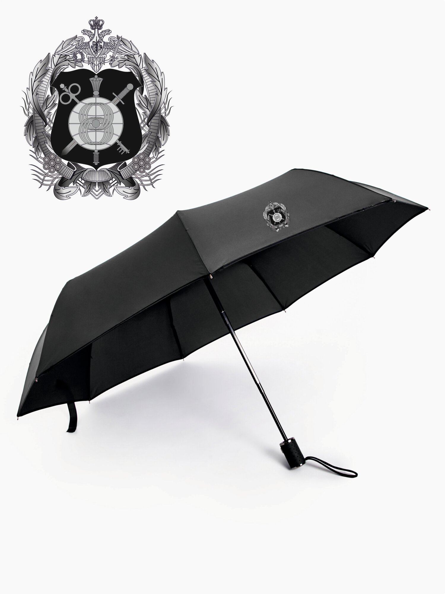 Зонт Служба ЗГТ ВС РФ автомат с гербом, антиветер, в подарочной коробке