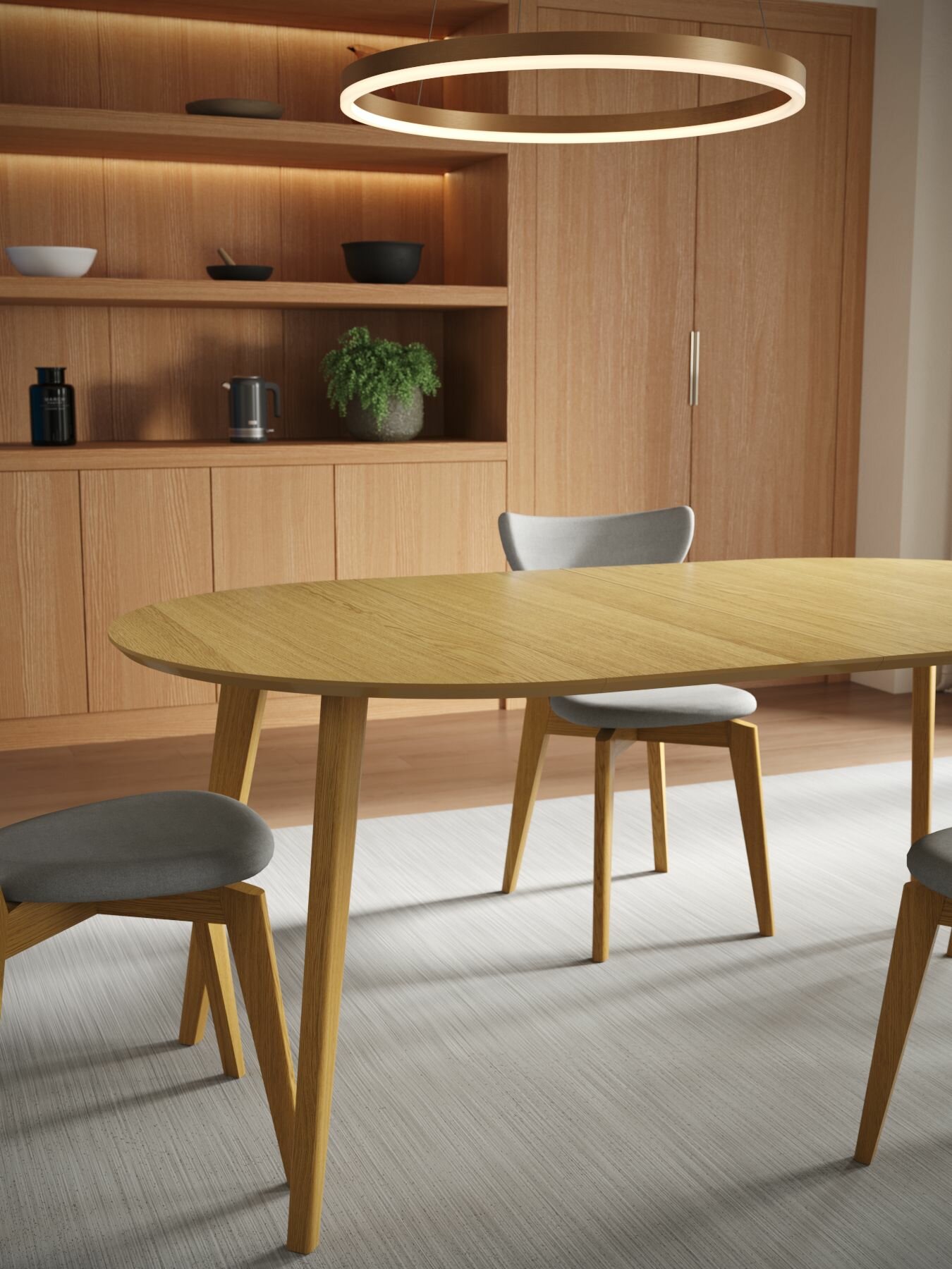 Стол раздвижной кухонный круглый обеденный, 100-180 см, цвет "Натуральный дуб", большой