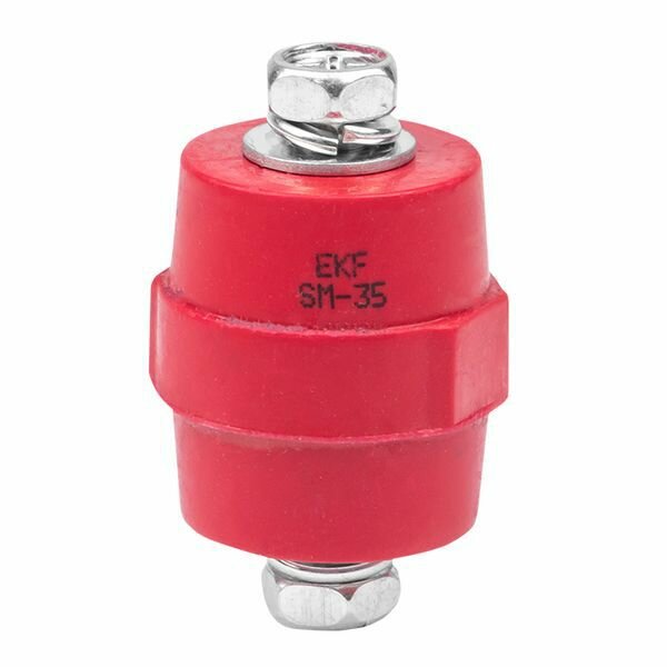 Изолятор шинный EKF с болтом, красный, SM 35