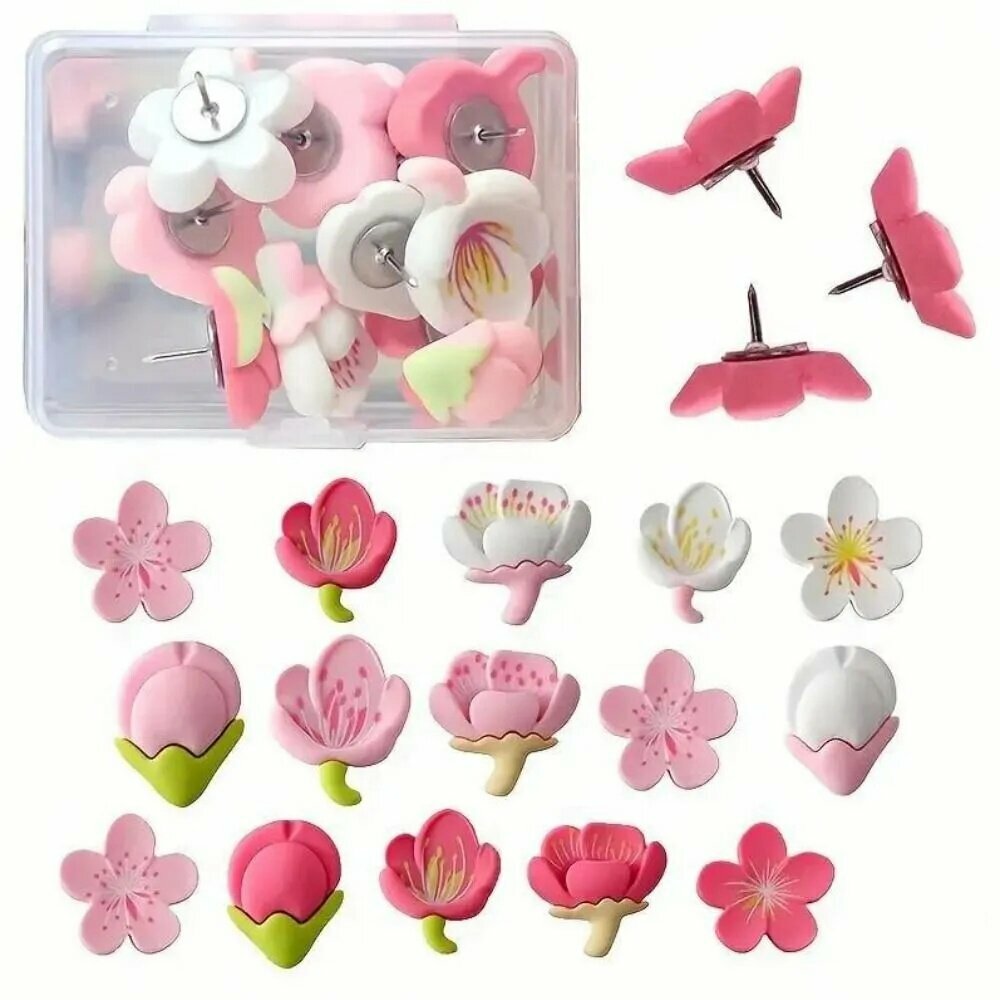 20/30 шт. Розовый цветок Push Pins