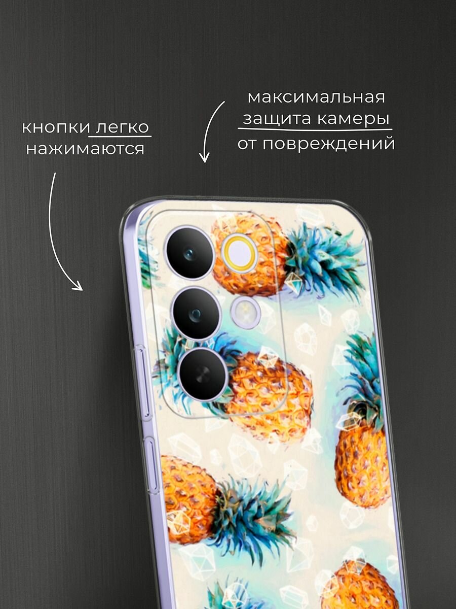 Силиконовый чехол на Realme C85 / Реалми C85 с принтом Ананасы — фото 1