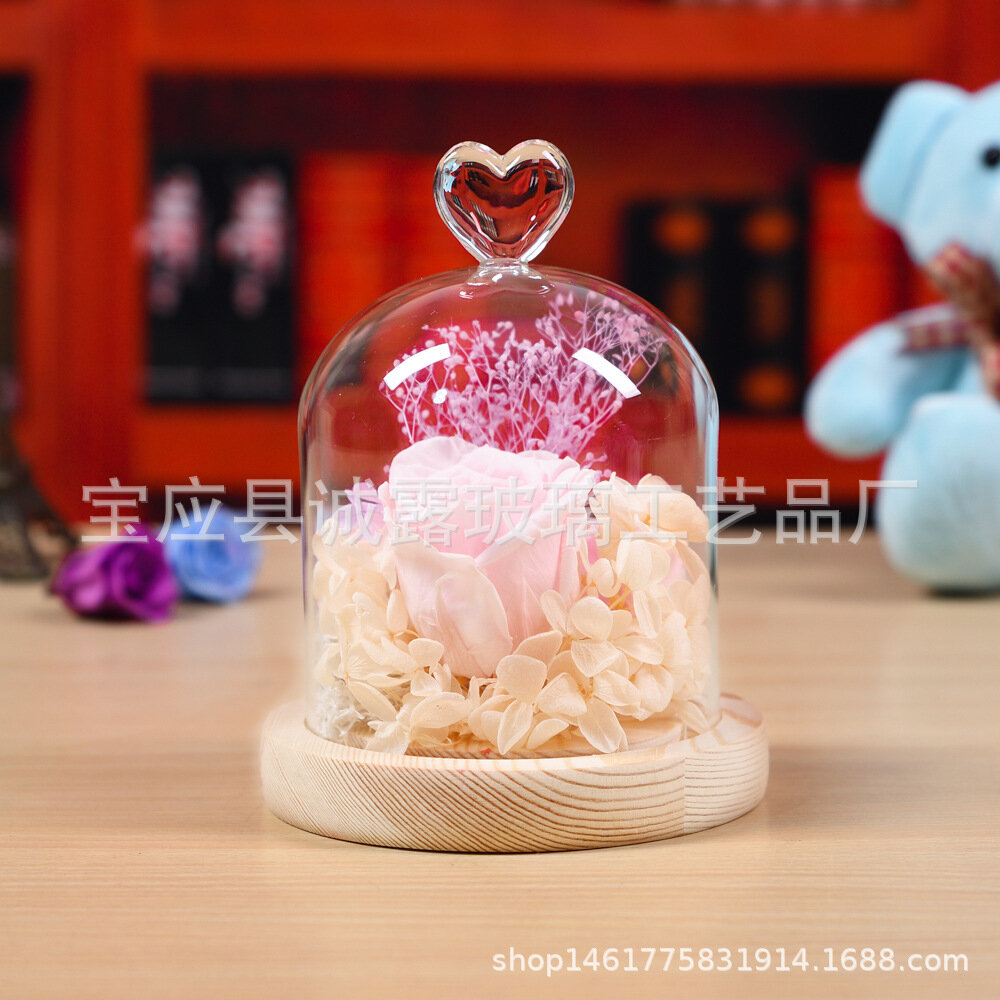 Сохраненный цветок, стеклянная крышка, прозрачный арочный верх, пылезащитный миниатюрный ландшафтный орнамент, фигурка, мягкая глиняная кукла, свеча, ручная работа