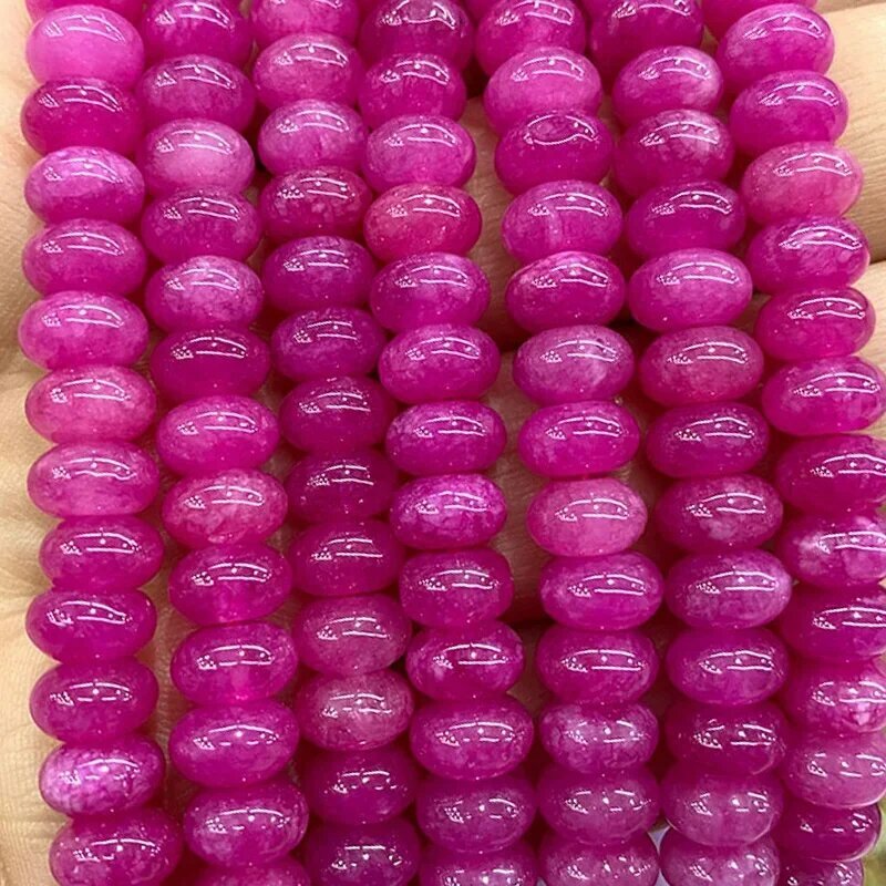 Натуральные бусины YWROLE 5x8 мм халцедон, турмалин, Фиолетовый, 5x8mm about 36pcs, Rose Red