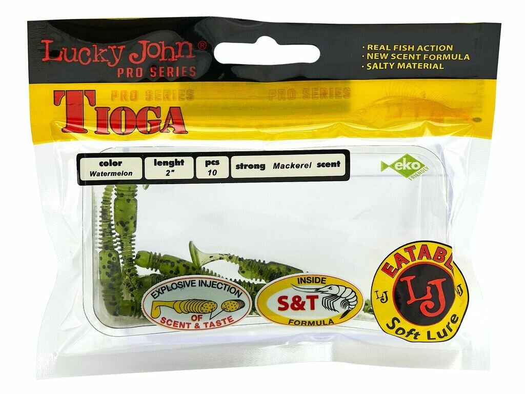 Виброхвосты "съедобные" Lucky John Pro Series TIOGA 2.0in (5 см), цвет PA01, 10 шт. / силиконовые приманки для рыбалки