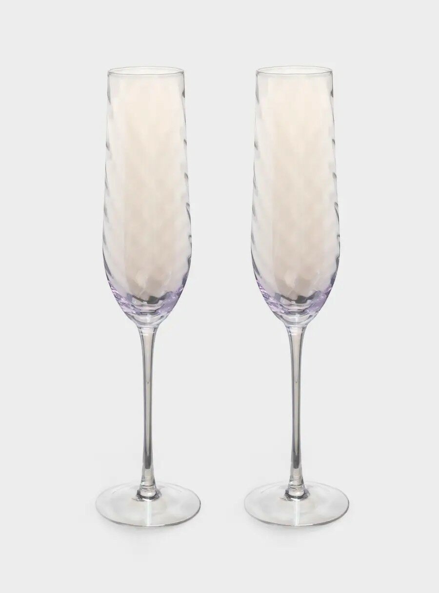 Бокал для шампанского, 250 мл, 2 шт, стекло, сиреневый, Romance (Anna Lafarg)