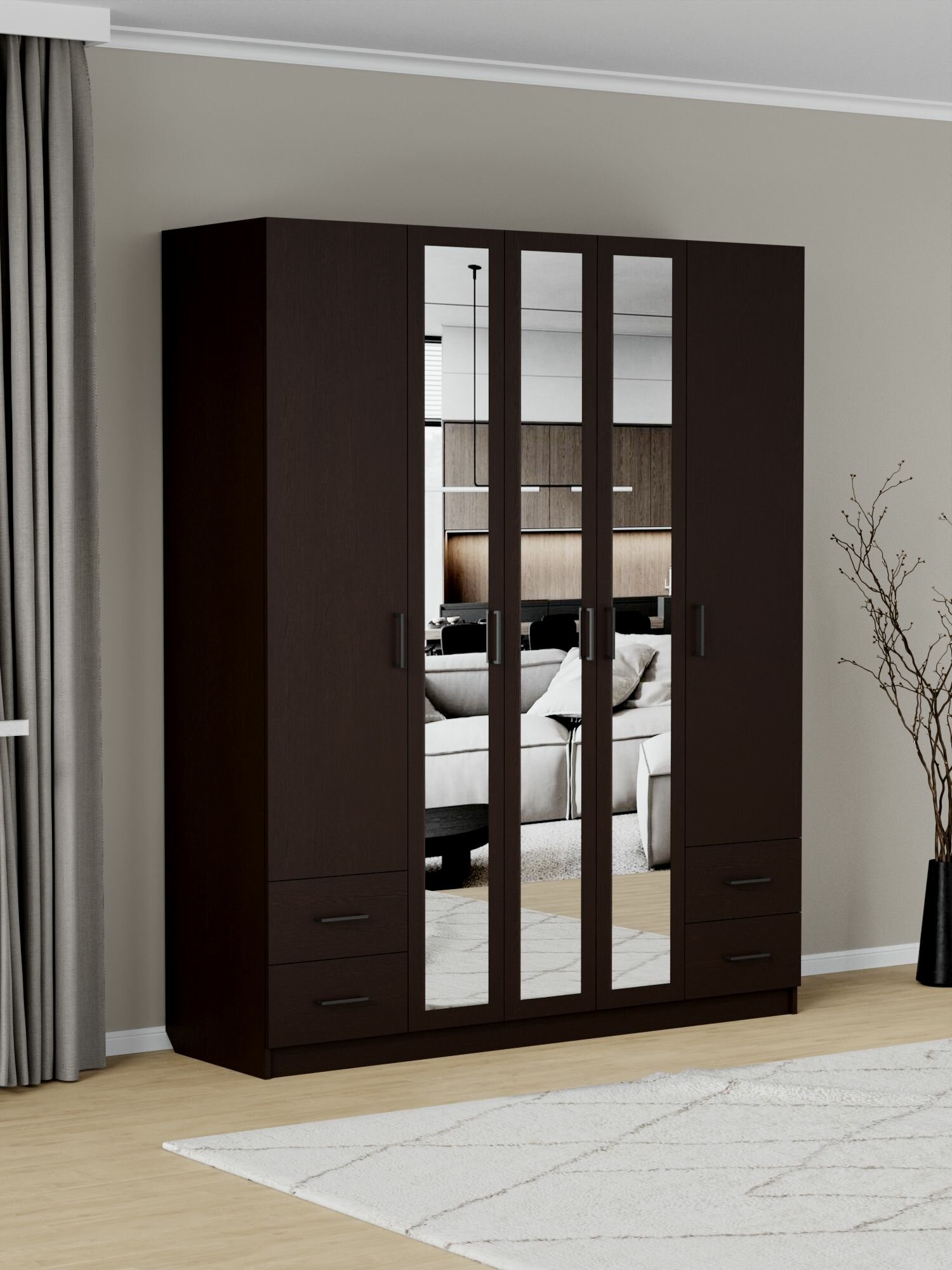 InHouse Шкаф распашной ШК-5/7 Венге 170х52х210, фасады ЛДСП