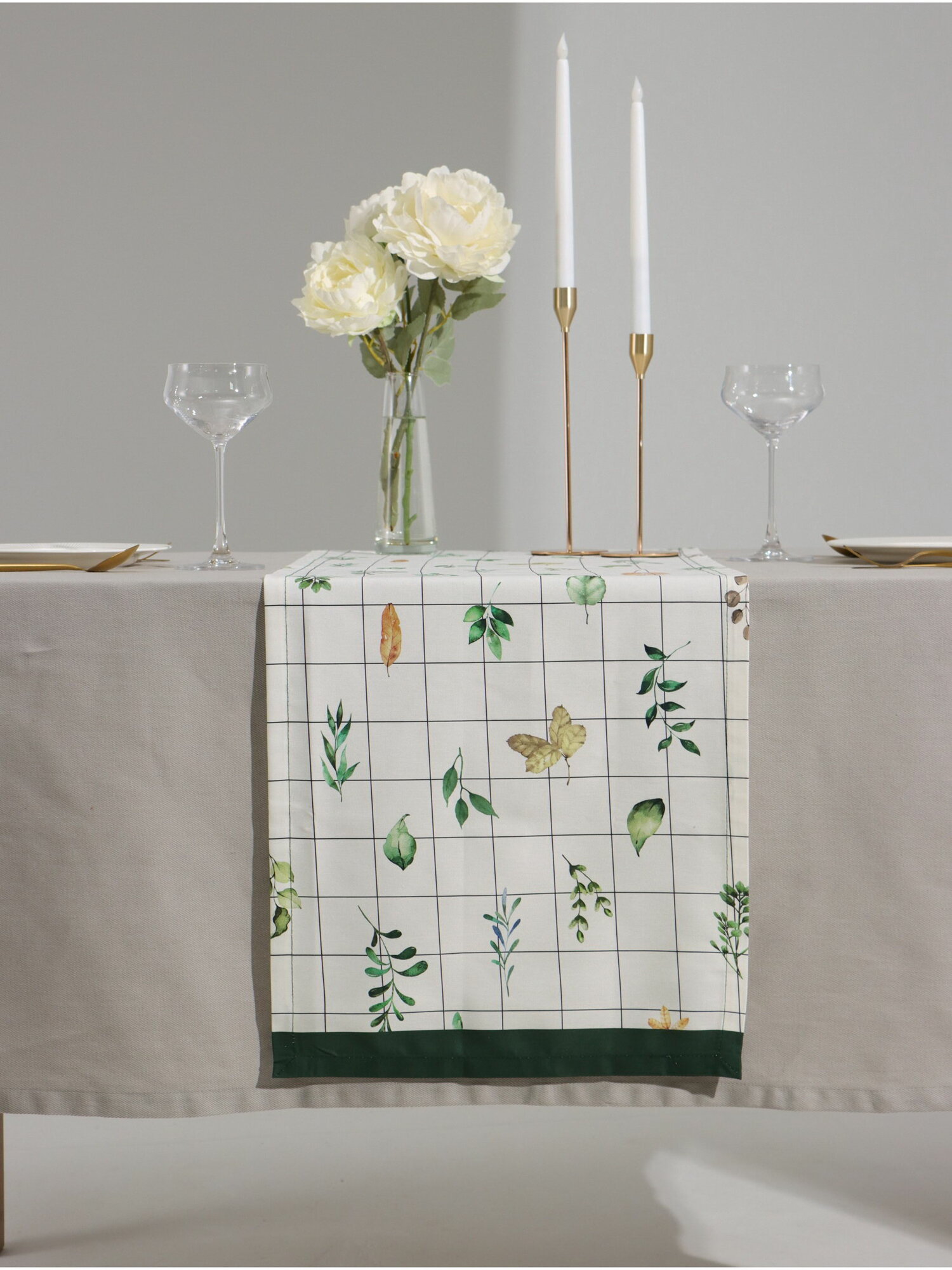 Дорожка на стол Flora, 40x149 см, 100% хлопок, саржа 190 г/?2, белая