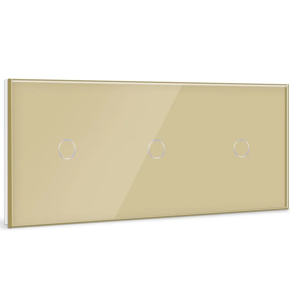 Сенсорный выключатель 3 клавиши, 3 поста (1+1+1) , панель стекло Золото,228mm