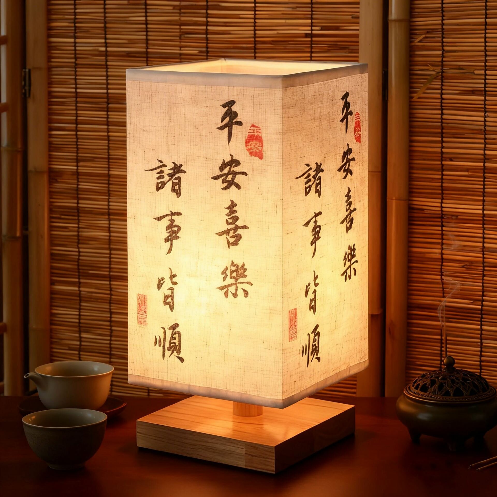 Горячая продажа настольной лампы в китайском стиле, украшение с древней каллиграфией, подарок на день рождения, декор для спальни, прикроватная лампа, настольная декорация, атмосферный ночник