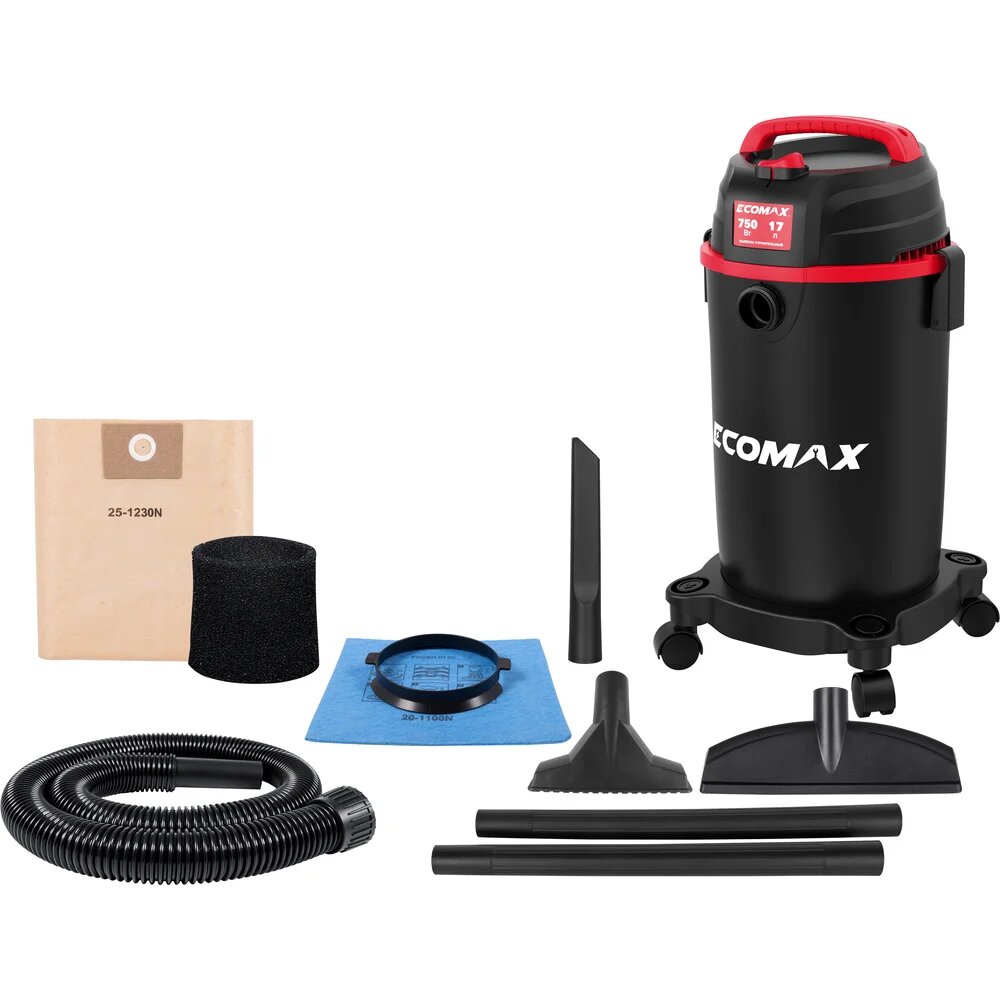 Пылесос ECOMAX EM19138P, 750Вт, 17л, сухая и влажная уборка, с функцией выдувания