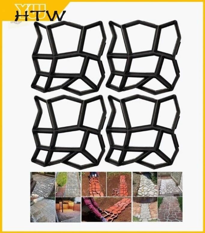 4 ШТ Многоразовая цементная форма для тротуарной плитки для газона, террасы, двора, сада