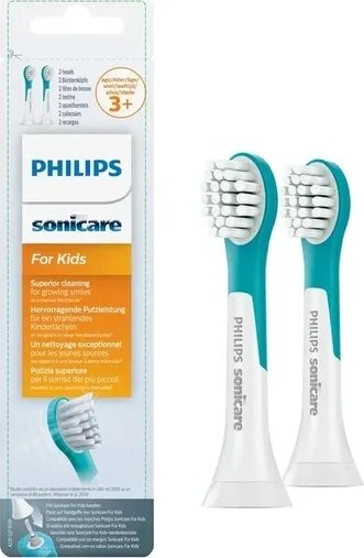 Насадки для электрической зубной щетки Philips Sonicare Kids HX6032/33 для детей (3+), для бережного очищения, 2 шт
