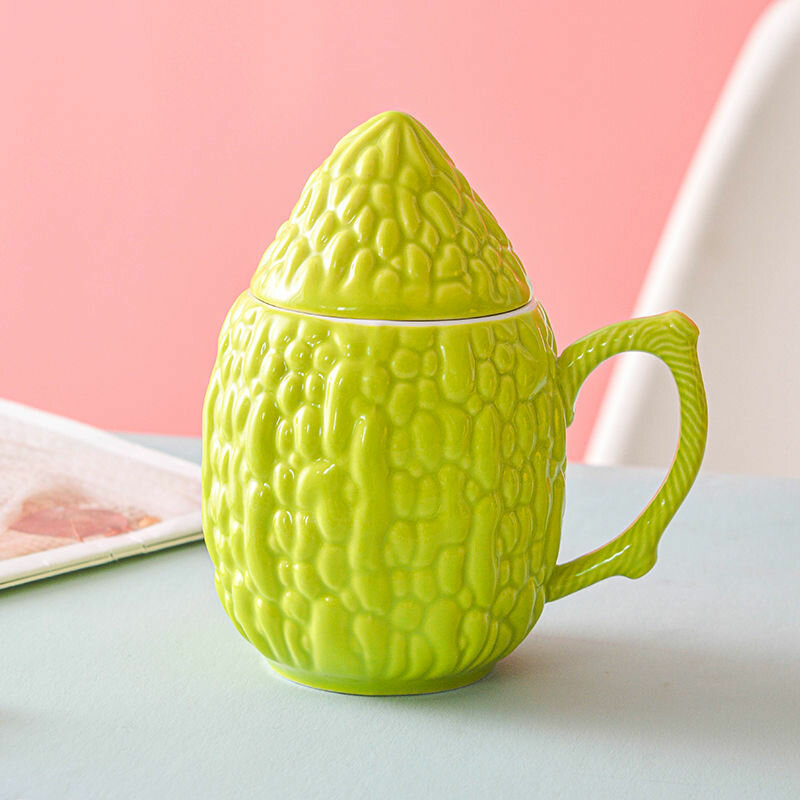 Керамическая кружка, креативная мультяшная кружка с кукурузой, забавная кофейная кружка с крышкой, парная кружка для домашнего питья воды