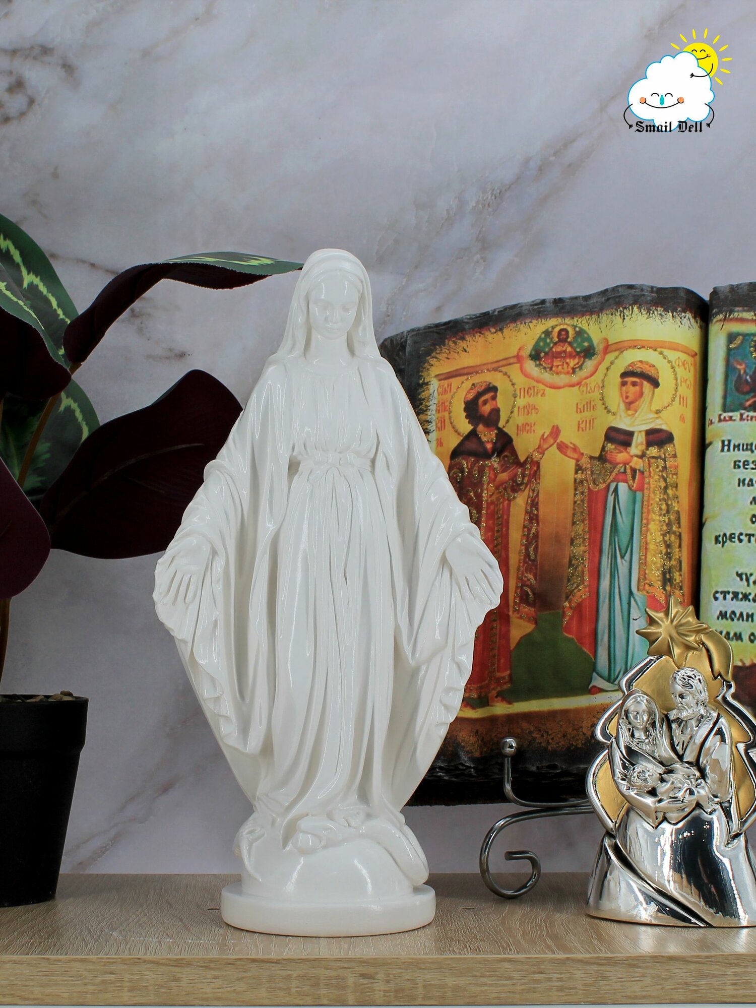 Статуэтка Дева Мария , 24 см, гипс , цвет белый глянцевый