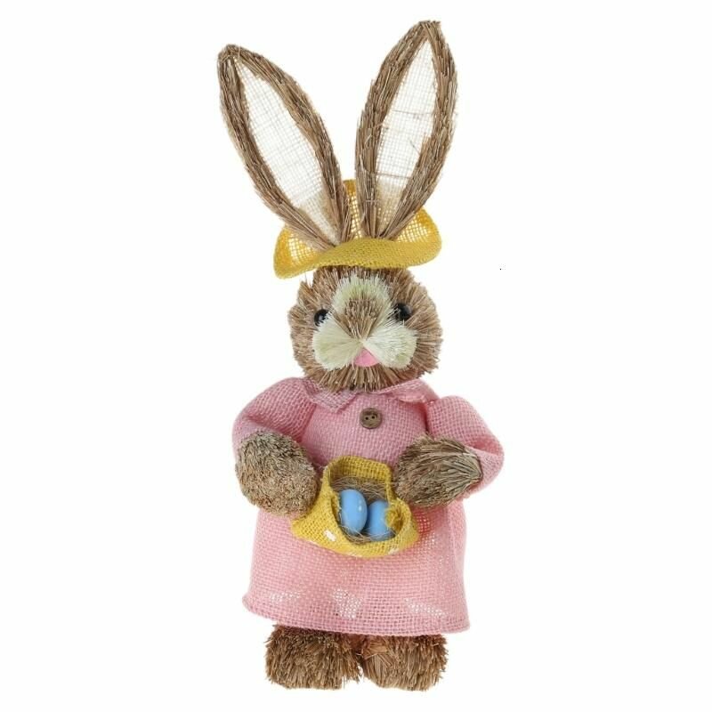 Соломенная фигурка кролика в деревенском стиле, 35 см, - Шляпа кролика