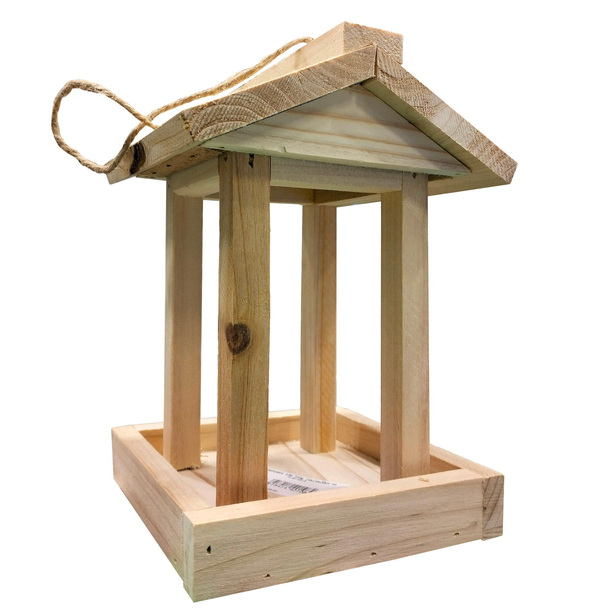 Кормушка для птиц 14х14х20см дерево, подвесная , бежевая, 250 г