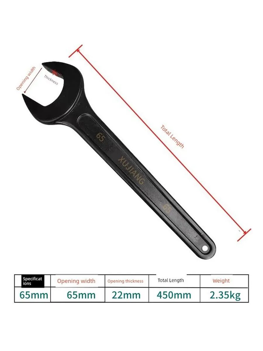Односторонний рожковый ключ (65 мм)