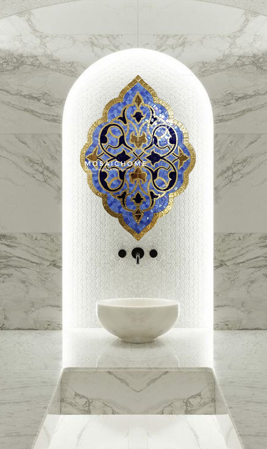 Панно из мозаики "Восточный орнамент 10.09. Арабеска 45х64см" для хамама, зоны спа, ванной от бренда Mosaic Home