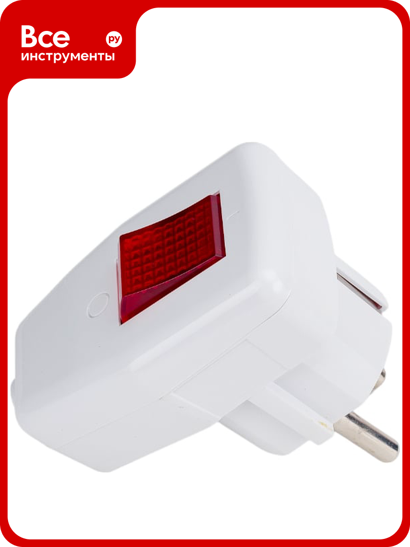 Угловая вилкаTDM ELECTRIC с/з, с выключателем, белая 16А 250В SQ1806-0009