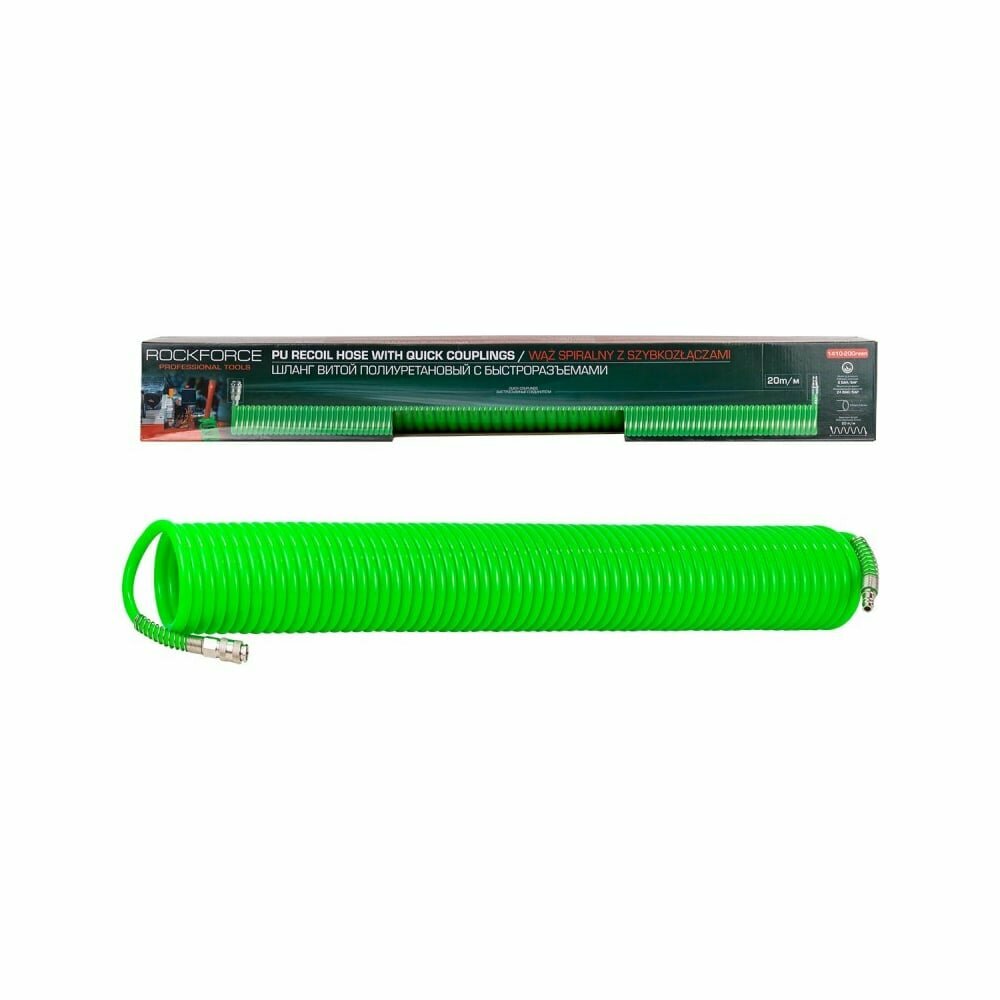 Витой полиуретановый шланг Rockforce RF-1410-20Green(58012)
