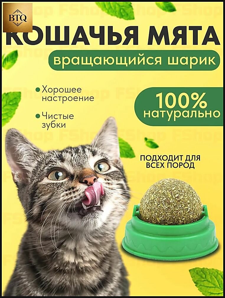 Шарик с кошачьей мятой для кошек, игрушка с кошачьей мятой, конфета-шар с витаминами, зеленый, 30 г