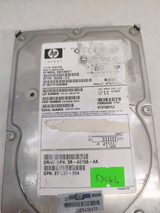 Жесткий диск 3.5" HP Seagate 360205-012 72,8Gb U320 SCSI BD07288277/ST373207LC