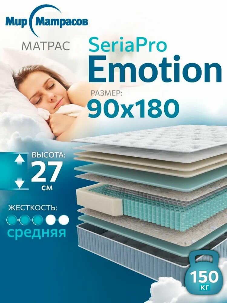 Матрас 180*90 детский Seria Pro Emotion, Независимые пружины, Анатомический