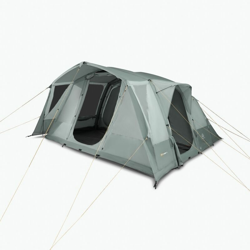 Decathlon Надувная кемпинговая палатка на 6 человек KADVA AIRcamp 6.24 зеленого цвета.