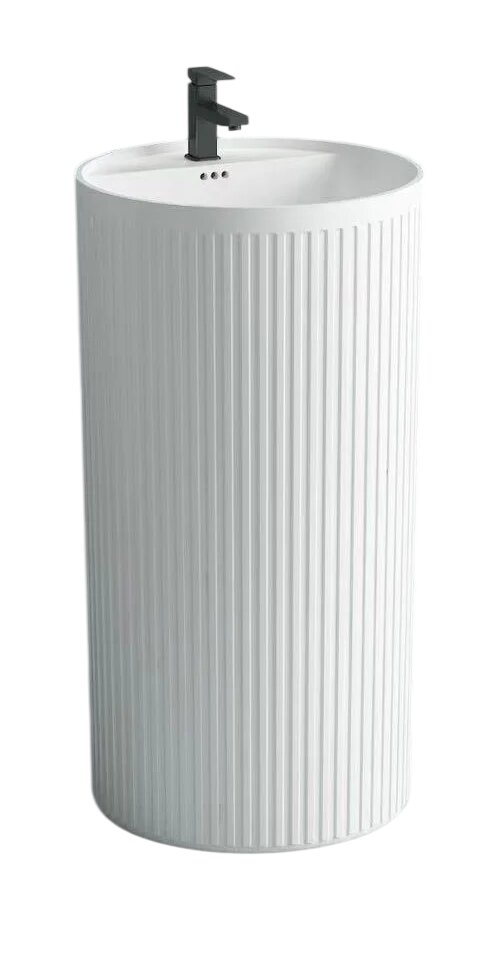 Раковина напольная SantiLine SL-4025 напольная, 45 см, фаянсовая, раковина для ванной, белая, круглая, со сливом-переливом