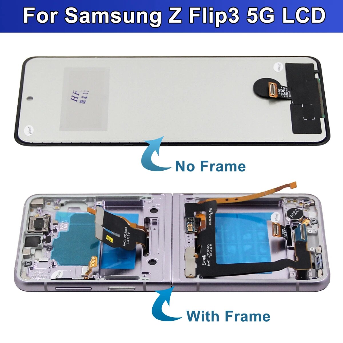 Для Samsung Z Flip 3 F711 ЖК-дисплей с сенсорным экраном для Samsung Z Flip3 5G ЖК-дисплей SM-F711 F711U F711B Замена дисплея EUR Black Frame
