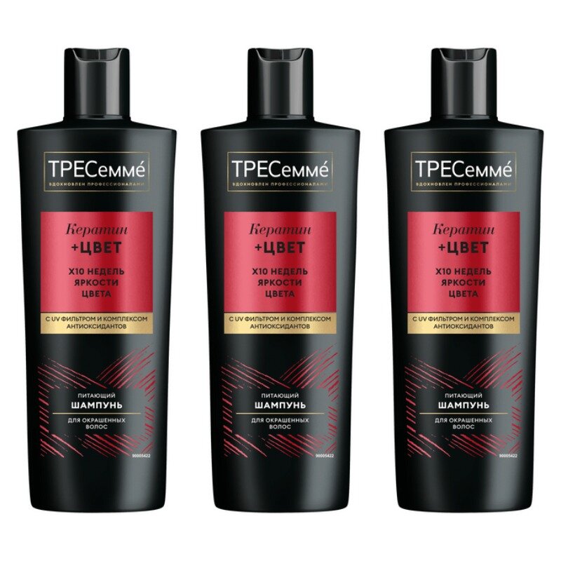 Тресемме Шампунь для окрашенных волос тресемме Keratin Color, 400мл, 3 уп