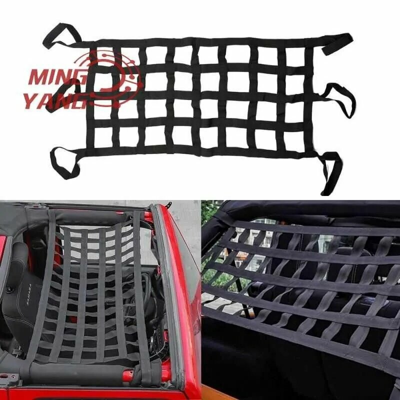 Сетка-гамак для багажника, черная, для тяжелых грузов, для Jeep Wrangler TJ JK 07-18, покрытие для сети