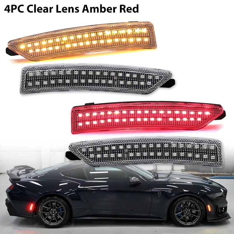 Автомобильный полностью светодиодный точечный передний и задний габаритный фонарь iJDM в сборе для Ford Mustang Gen7/S650 2024 2025 DRL, стояночные огни 4pc Clear Amber Red
