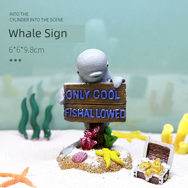 Декор для аквариума: имитация коралла, укрытие для рыб и креветок, знак-указатель (имитация коралла) знак дельфина