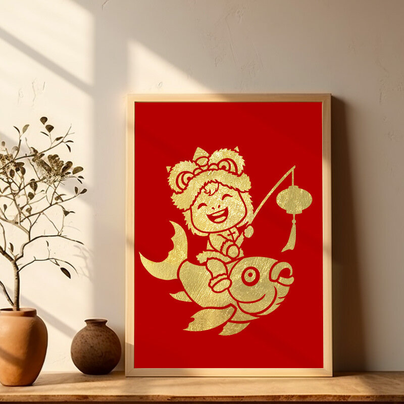 2026 Новый год Праздник Весны Год Коня Новый год Надолужное культурное наследие Золотая фольга Картина Обожженная фольга Картина Детский детский сад Ручная работа DIY Набор материалов