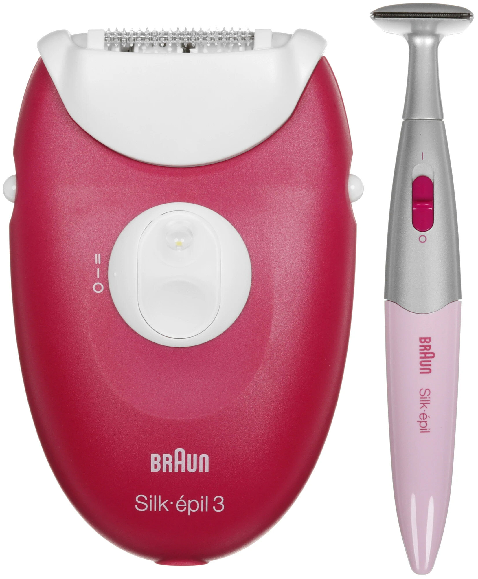 Эпилятор Braun SE3-202 красный, 20 пинцетов, подсветка, триммер, массажная насадки