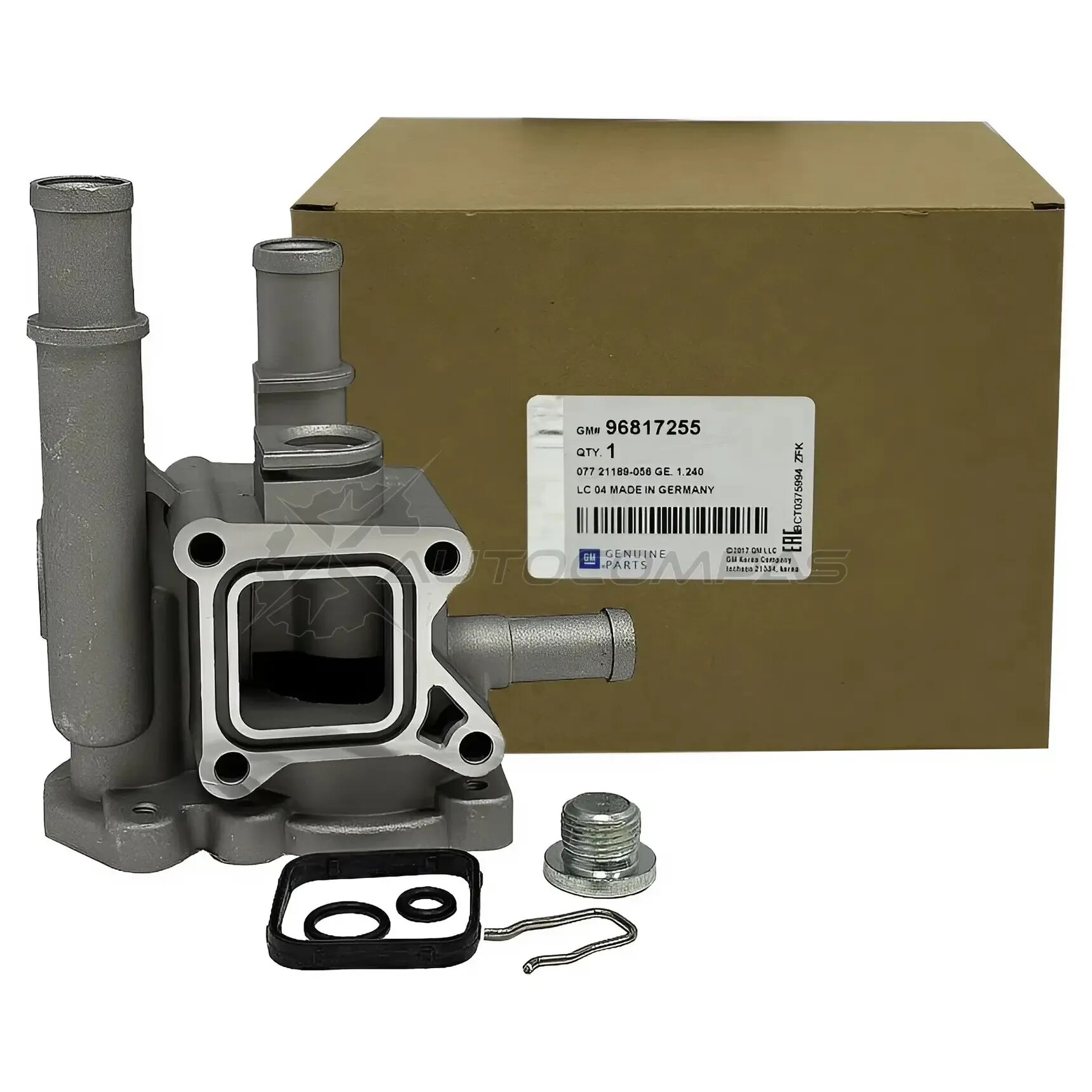 Корпус термостата 18XER Chevrolet Aveo T250 T300 Cruze J300 Opel Astra H J GM O2TO 34442113 96817255