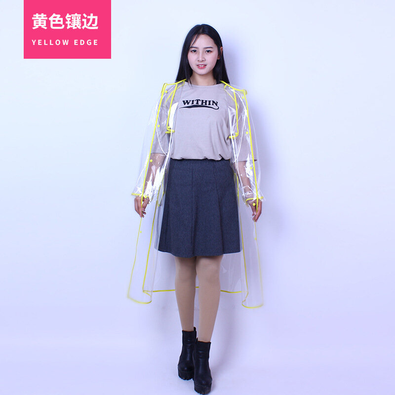 Модный корейский вариант, экспортный EVA, полностью прозрачный, утолщенный, черный краевой дождевик, тренчкот, взрослый плащ, прямые продажи от фабрики